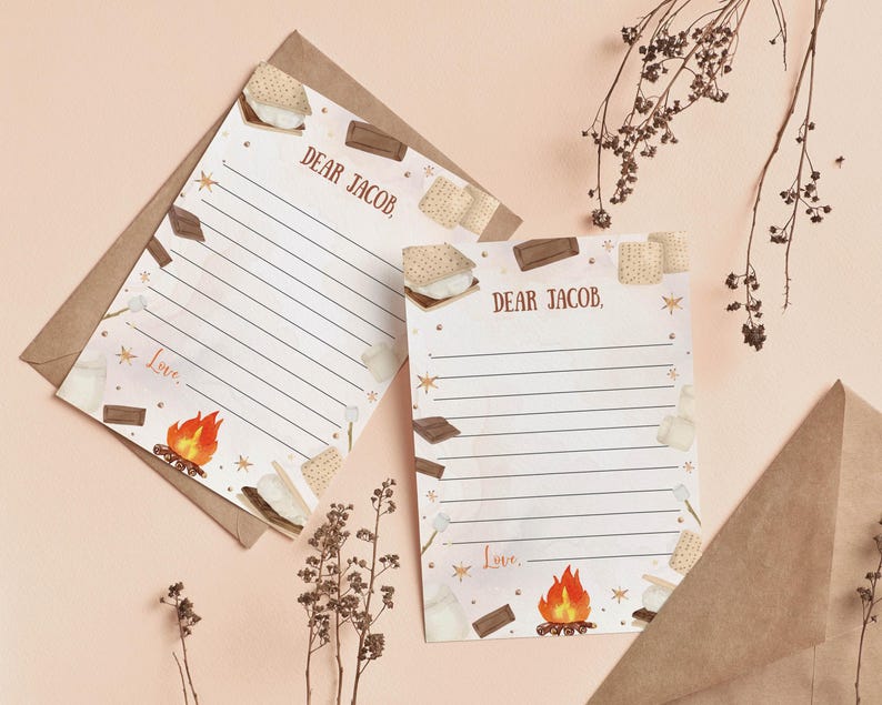 S'mores Birthday Time Capsule Sign & Note Card, Camping Birthday ...