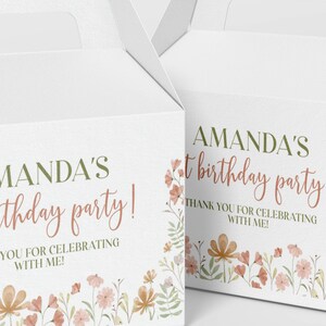 EDITABLE Wildflower Birthday Girl Gable Gift Box Label, Boho Birthday ...