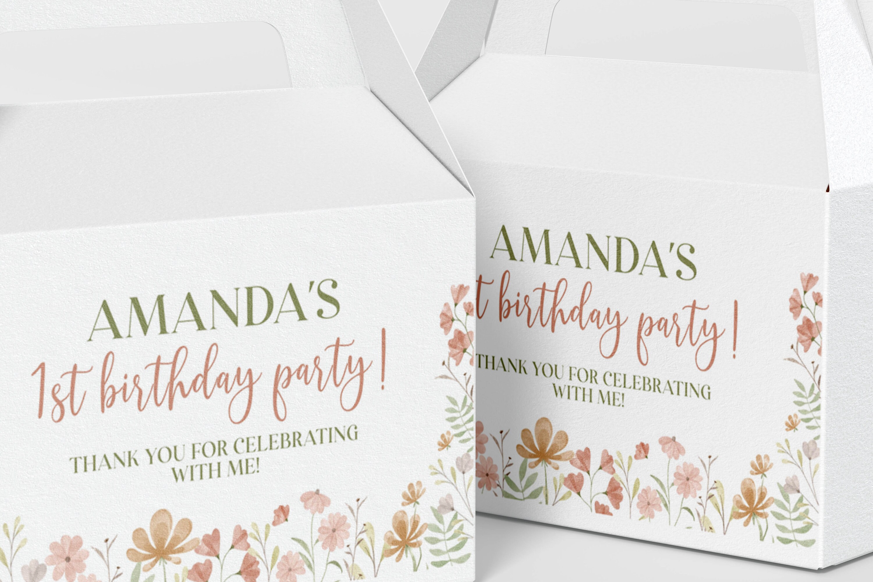 EDITABLE Wildflower Birthday Girl Gable Gift Box Label Boho - Etsy