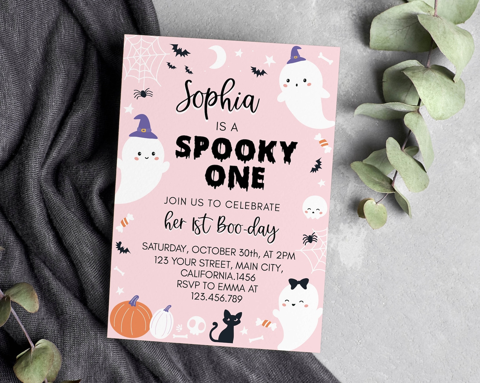 Editable Spooky One Birthday Invitation Halloween Invitation - Etsy