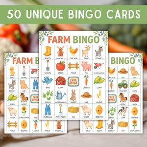 Printable Farm Bingo Cards Set, Barnyard Birthday Activity Game, Farm ...