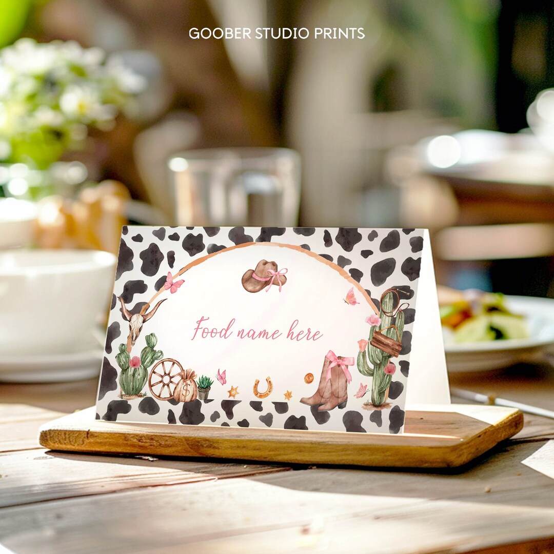 EDITABLE Wild West Party Food Tent Card, Cowgirl 1st Birthday Food Name ...