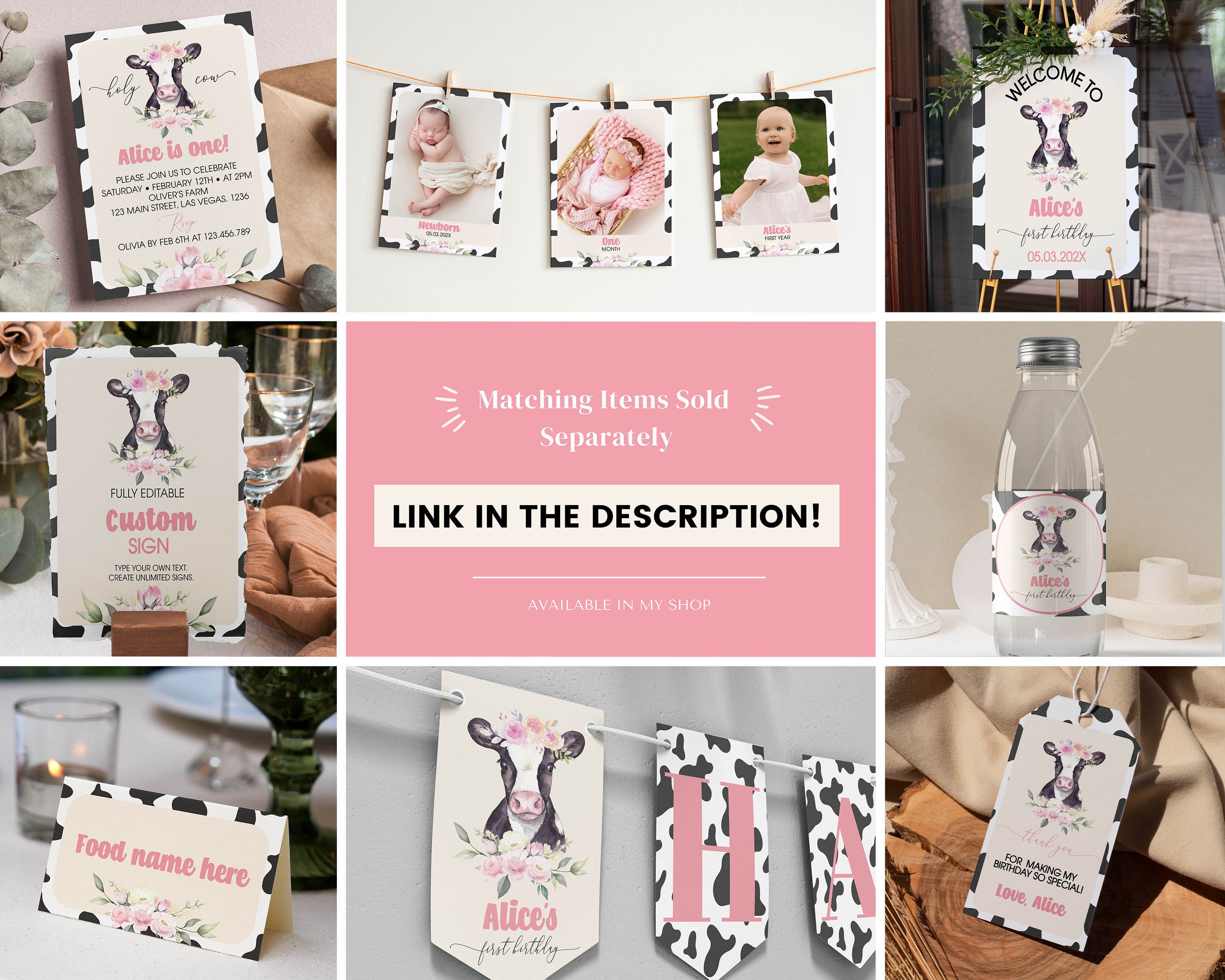 EDITABLE Cow Thank You Tag Moo Cow Birthday Favor Tag Holy | Etsy