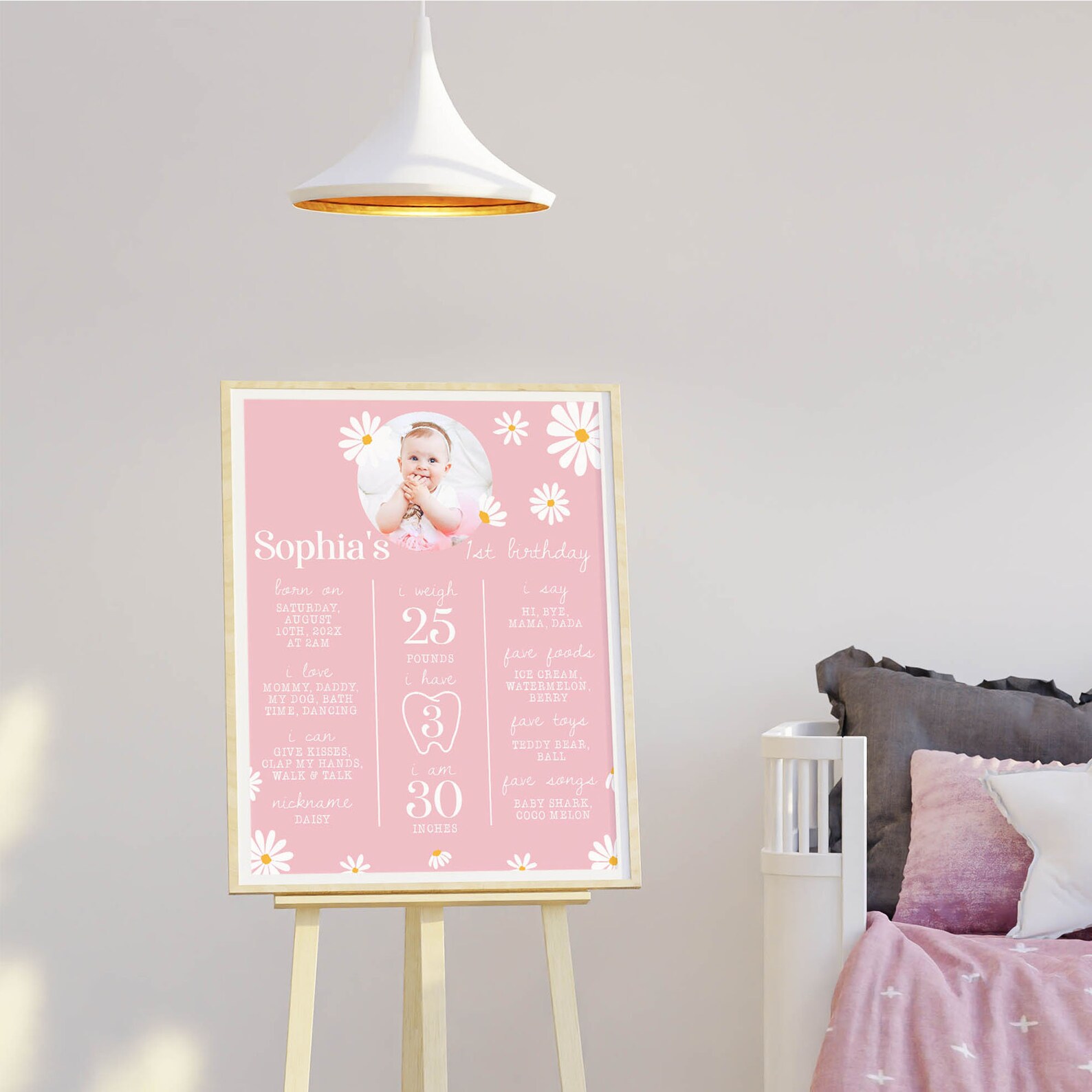 EDITABLE Daisy First Birthday Milestone Sign Miss Daisy One - Etsy