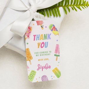 EDITABLE Popsicle Birthday Thank You Tag, Popsicle Birthday Party Favor ...