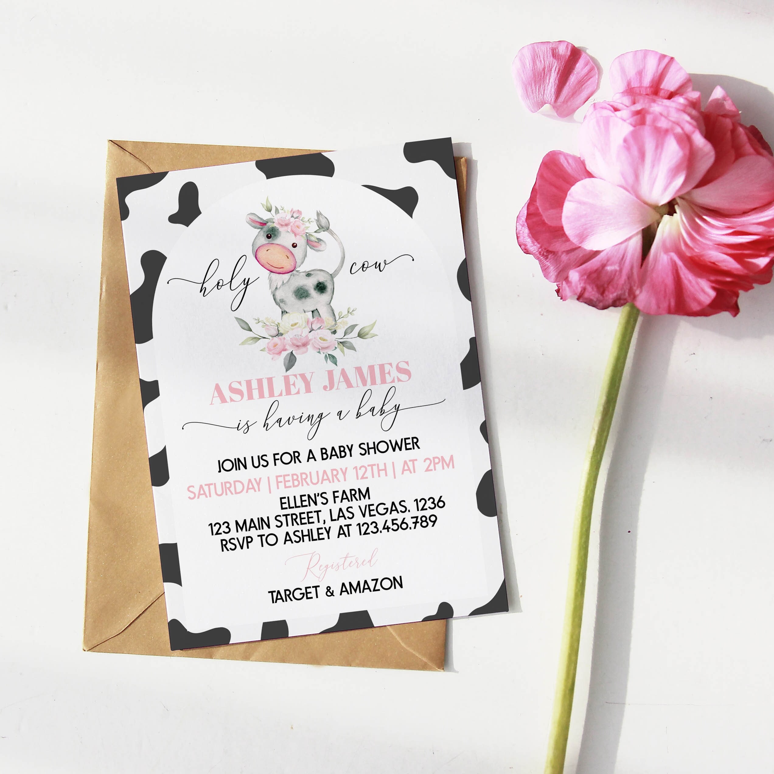 EDITABLE Cow Baby Shower Invitation Farm Baby Shower Invite - Etsy