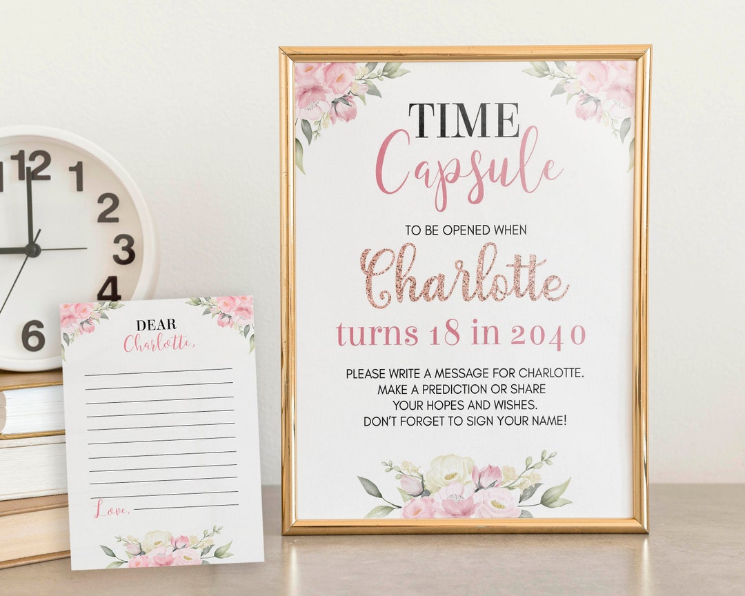 EDITABLE Miss Onederful Birthday Time Capsule Template, Floral Birthday ...