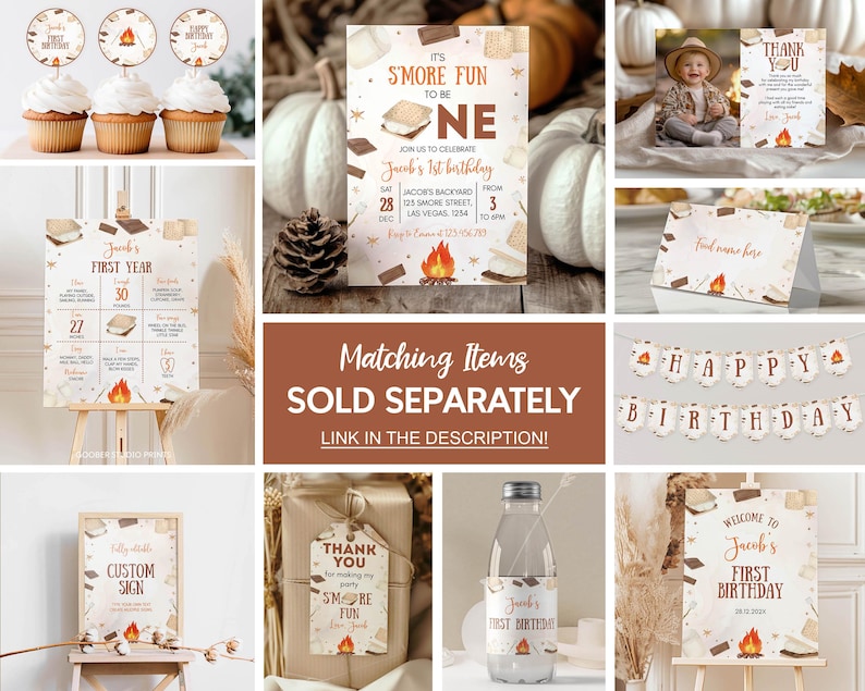 S’mores First Birthday Photo Banner, Camping Theme Milestone Banner ...