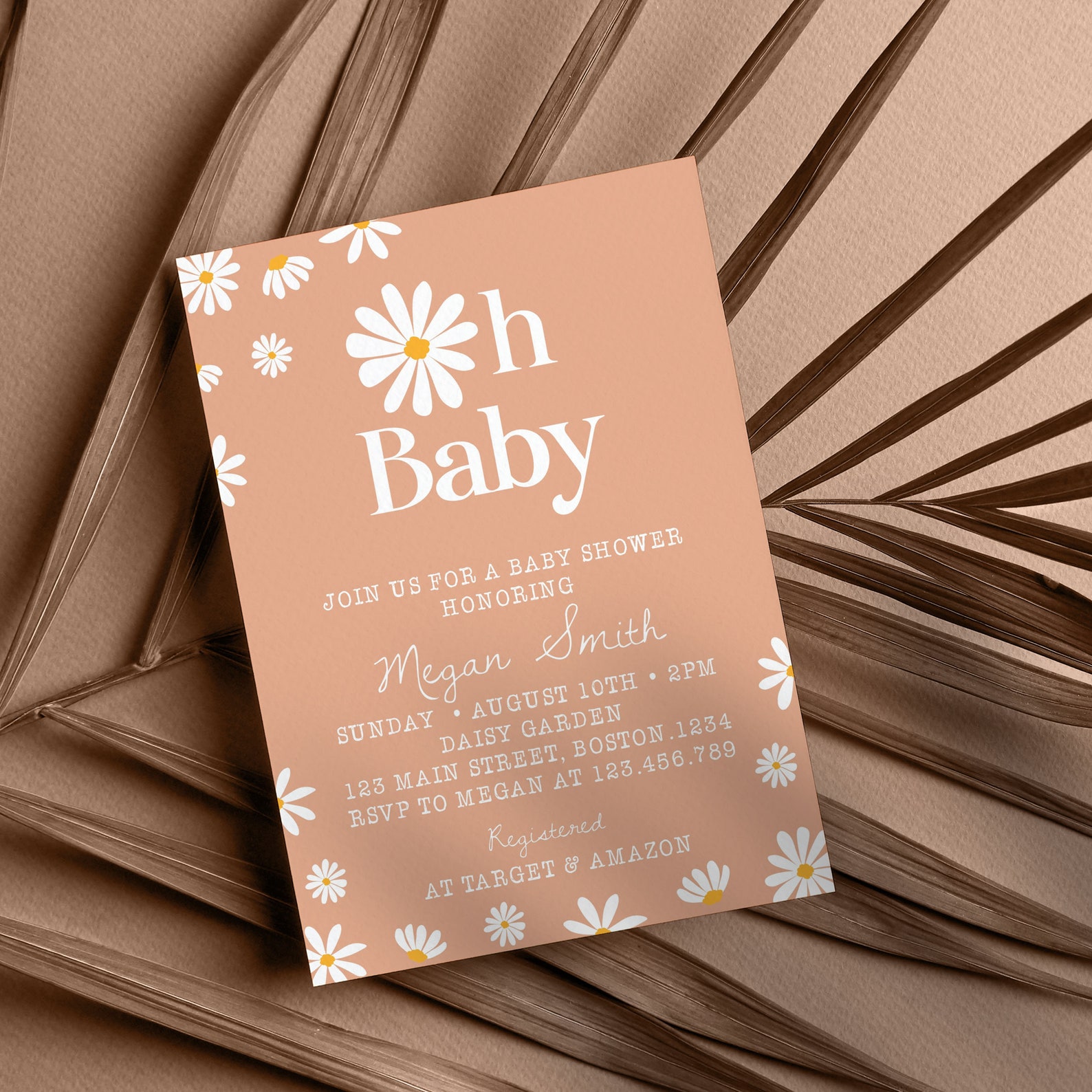 EDITABLE Daisy Baby Shower Invitation Boho Floral Baby Shower - Etsy