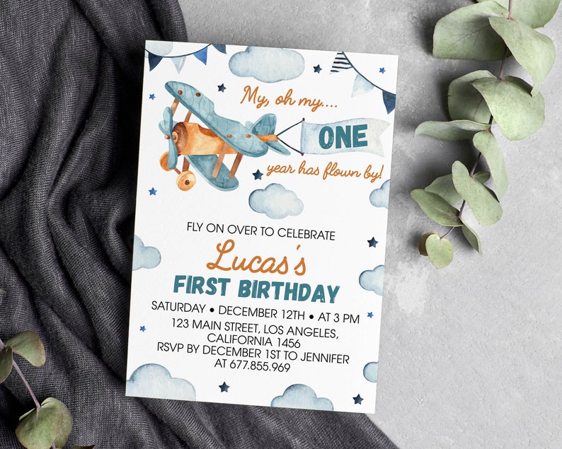 Editable Airplane Birthday Invitation Bundle Airplane - Etsy