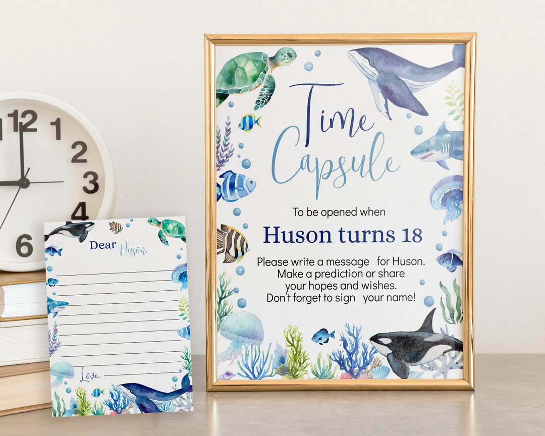 EDITABLE Under the Sea Time Capsule Template, Ocean 1st Birthday Time ...