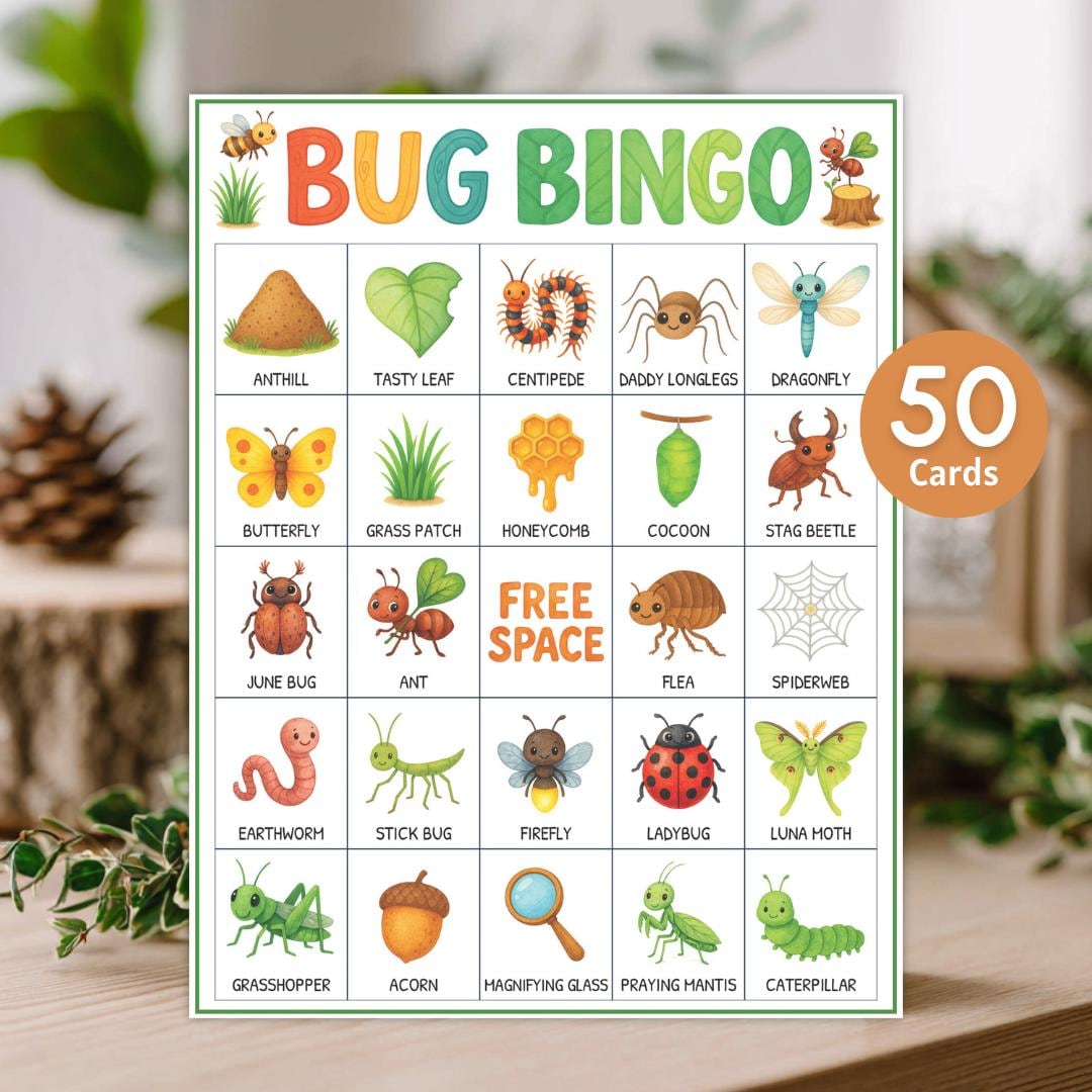 Bug Bingo Game Printable for Kids, Insect Bingo Cards for Classroom ...