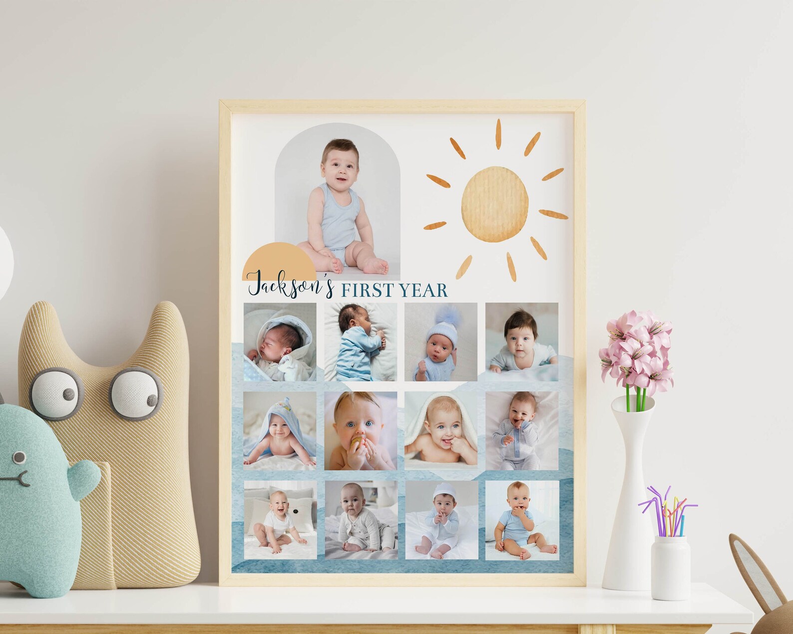 Editable Sun First Year Photo Collage First Trip Around the - Etsy