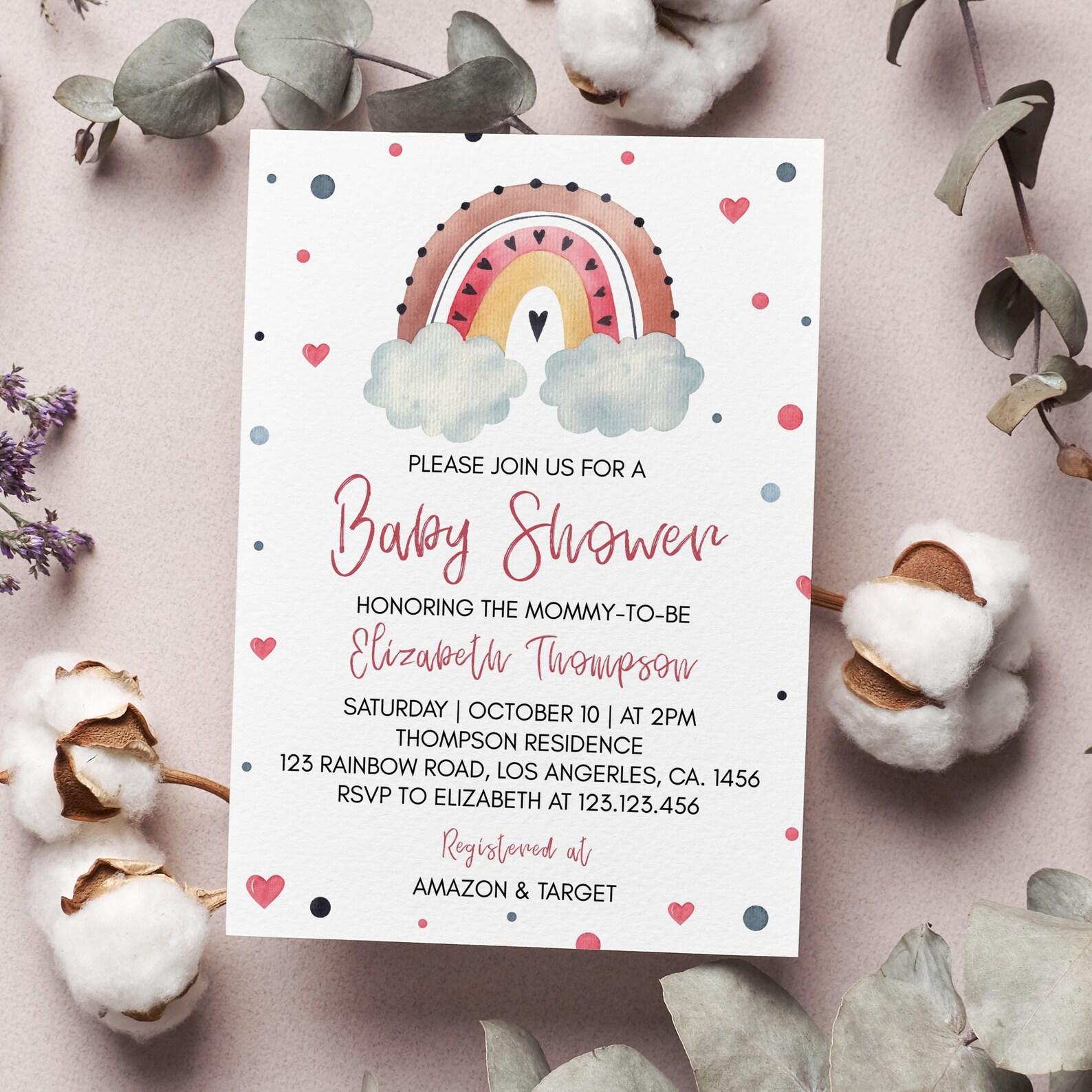 Editable Rainbow Baby Shower Invitation Boho Rainbow - Etsy