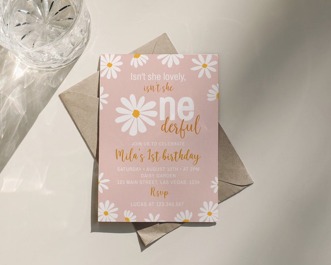 Editable Daisy Birthday Party Invitation, Daisy 1st Birthday Invitation ...