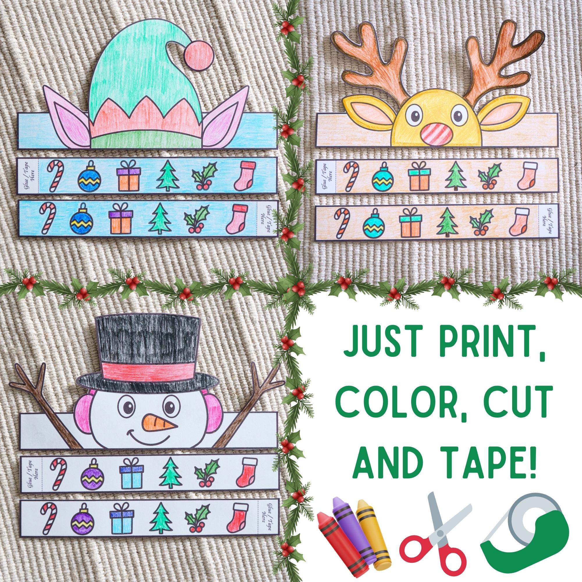 Christmas Hat Craft 3 Pack – Printable Paper Hats for Kids – Reindeer ...