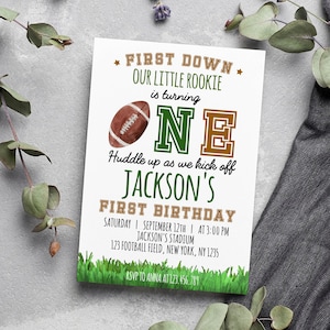 EDITABLE Football First Birthday Invitation, Boy First Birthday ...