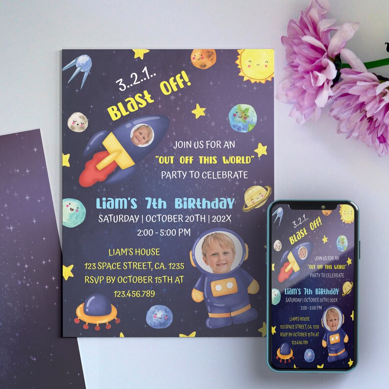 EDITABLE Space Birthday Invitation Astronaut Birthday Invite - Etsy