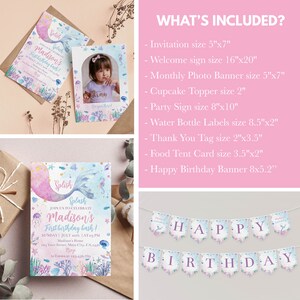 Editable Mermaid Birthday Invitation Bundle, Mermaid Birthday Party Kit ...