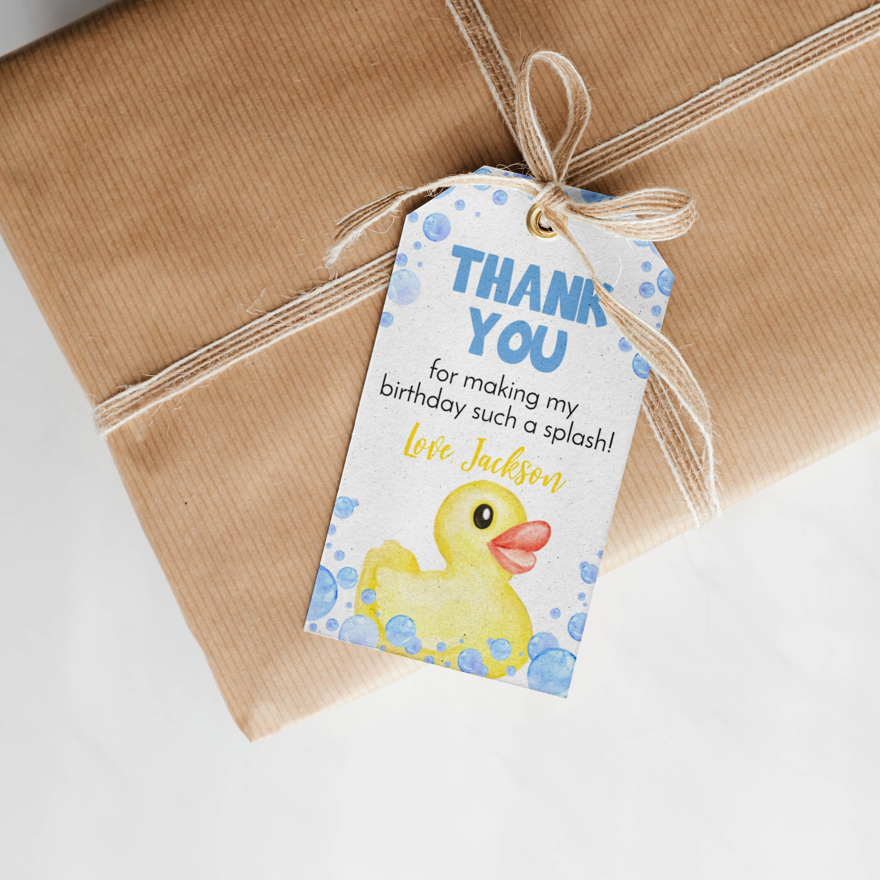 EDITABLE Rubber Duck Favor Tags Yellow Duck Birthday Thank - Etsy