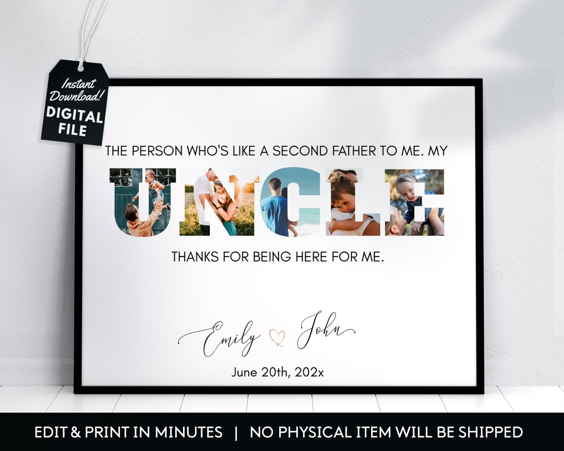 Editable Uncle Photo Collage, Uncle Photo Print, Uncle Photo Letters ...