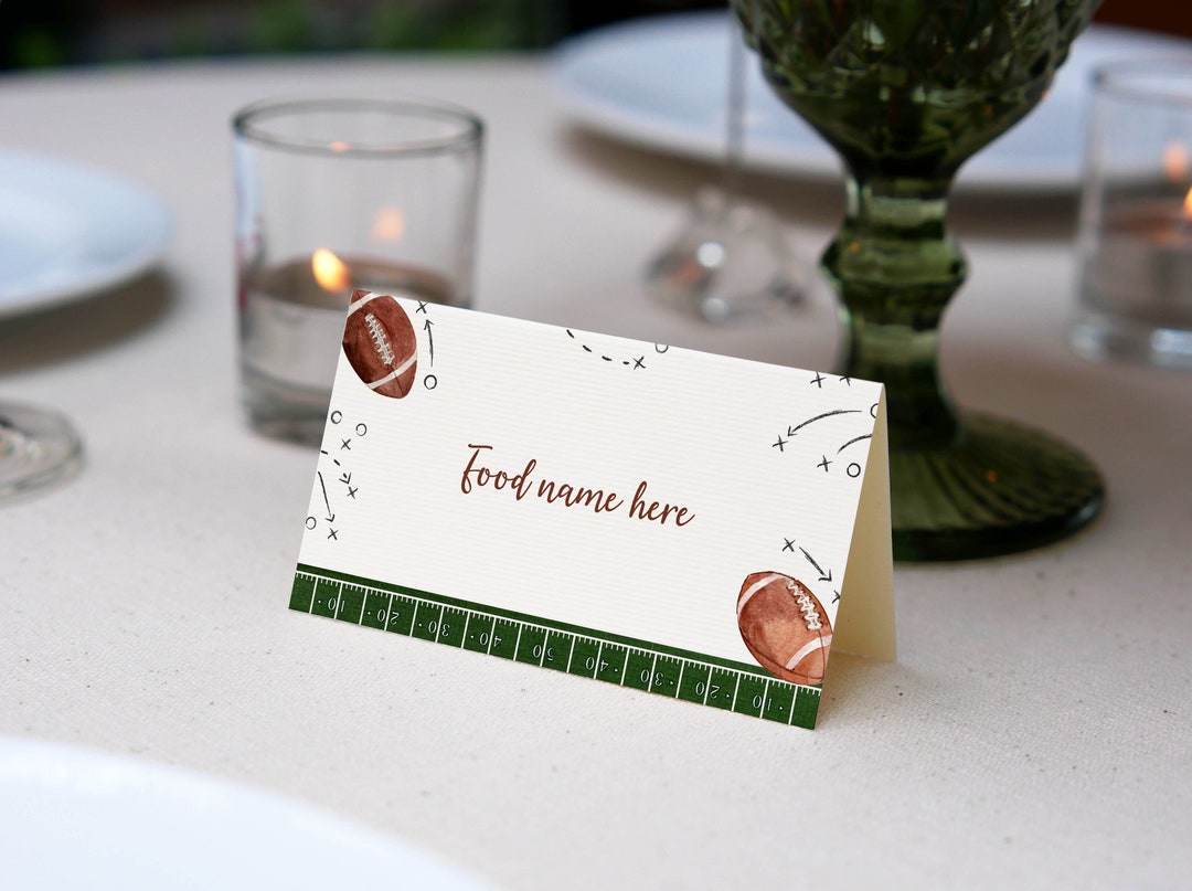 EDITABLE Football Party Food Tent Card, Sports Birthday Food Name Card ...