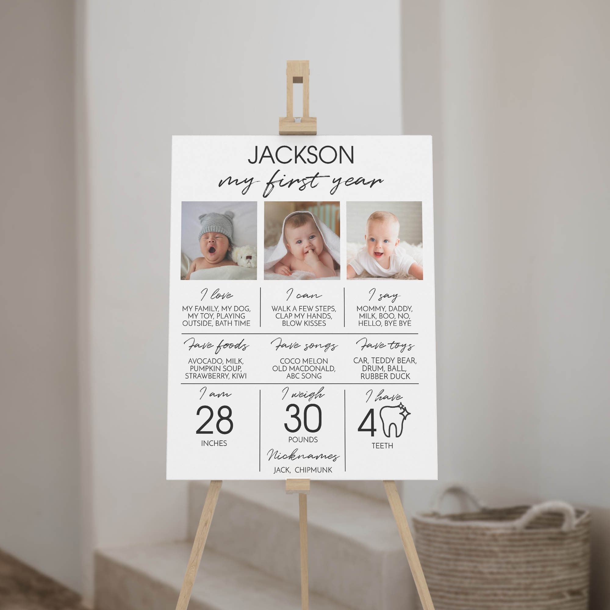 EDITABLE First Birthday Milestone Board Modern 1st Birthday - Etsy