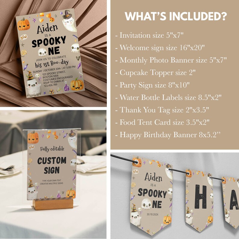 Editable Spooky One Birthday Invitation Bundle Halloween 1st - Etsy