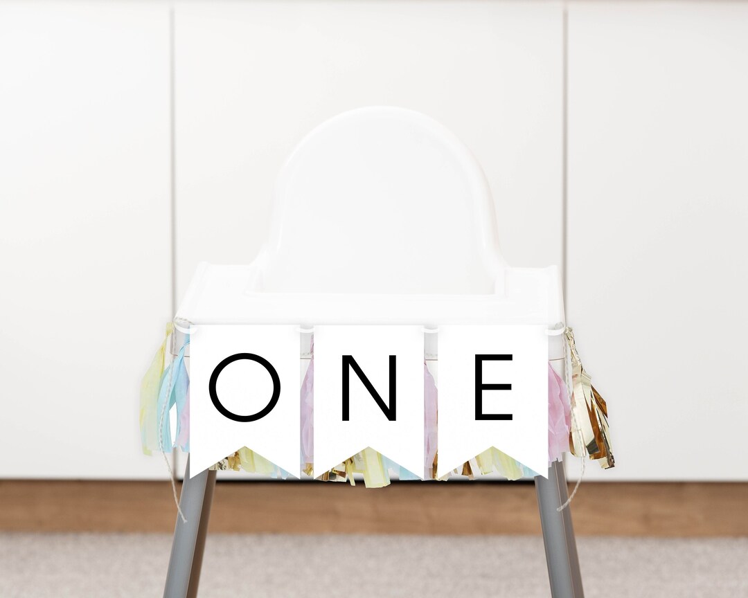 Minimal First Birthday Highchair Banner, Modern One Highchair Banner ...