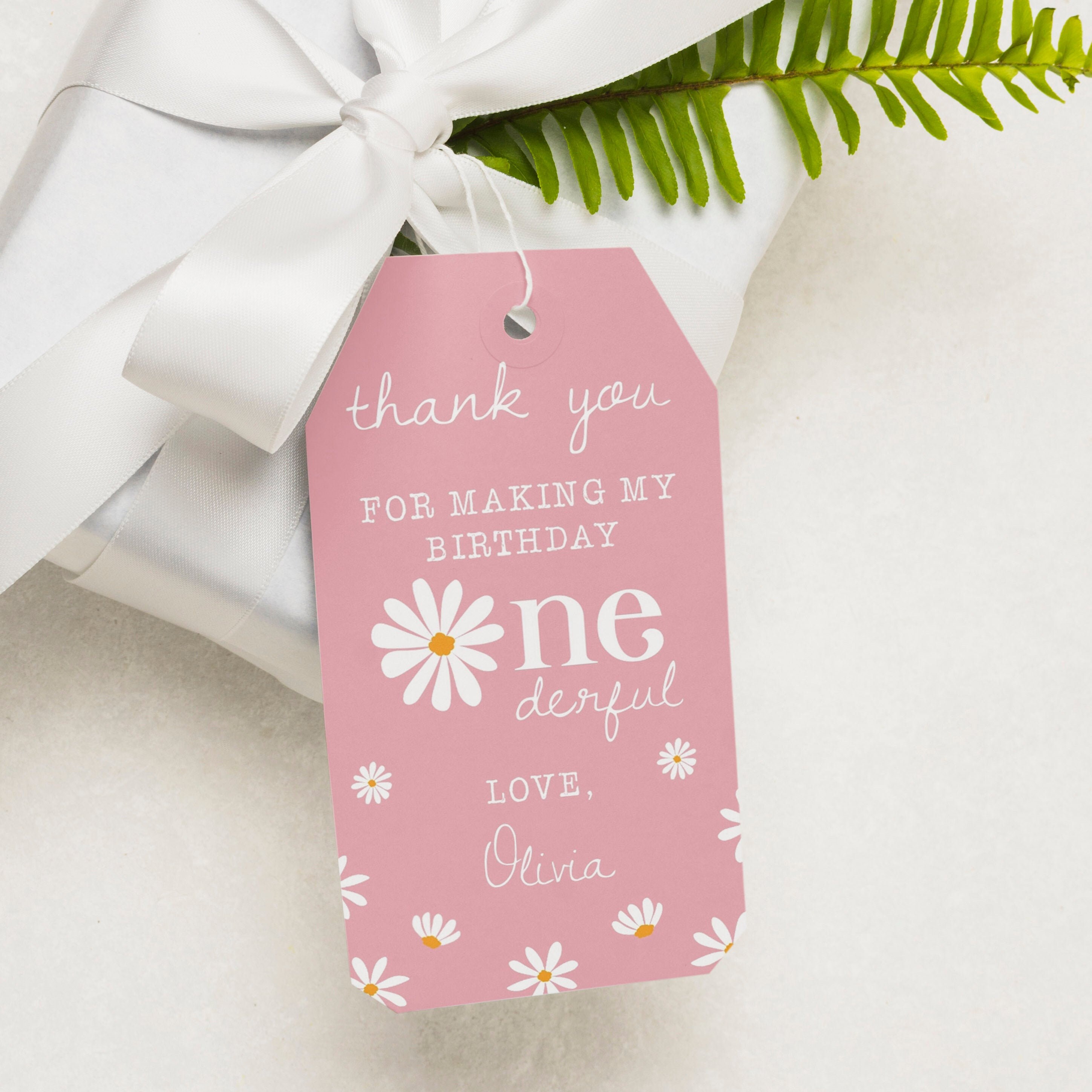 EDITABLE Daisy Birthday Thank You Tag Daisy 1st Birthday - Etsy