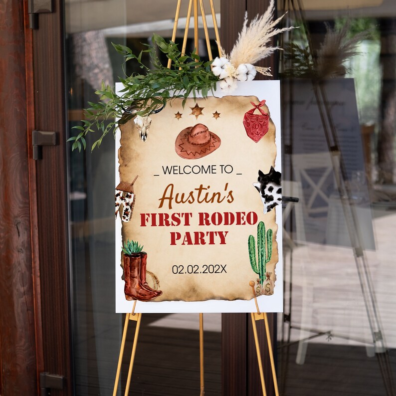 EDITABLE Wild West Birthday Welcome Sign Cowboy 1st Birthday - Etsy
