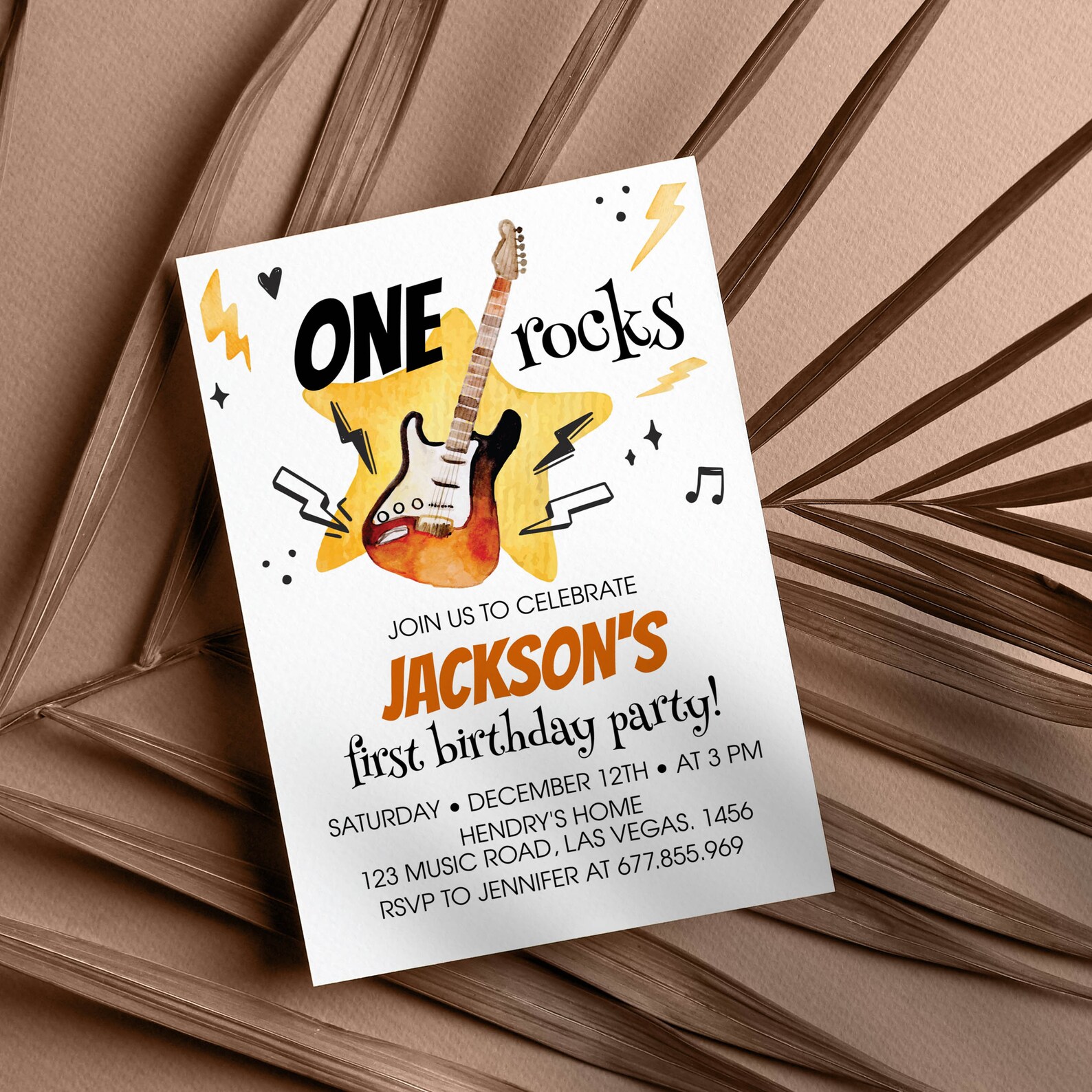 EDITABLE One Rocks Birthday Invitation Rock and Roll Birthday - Etsy