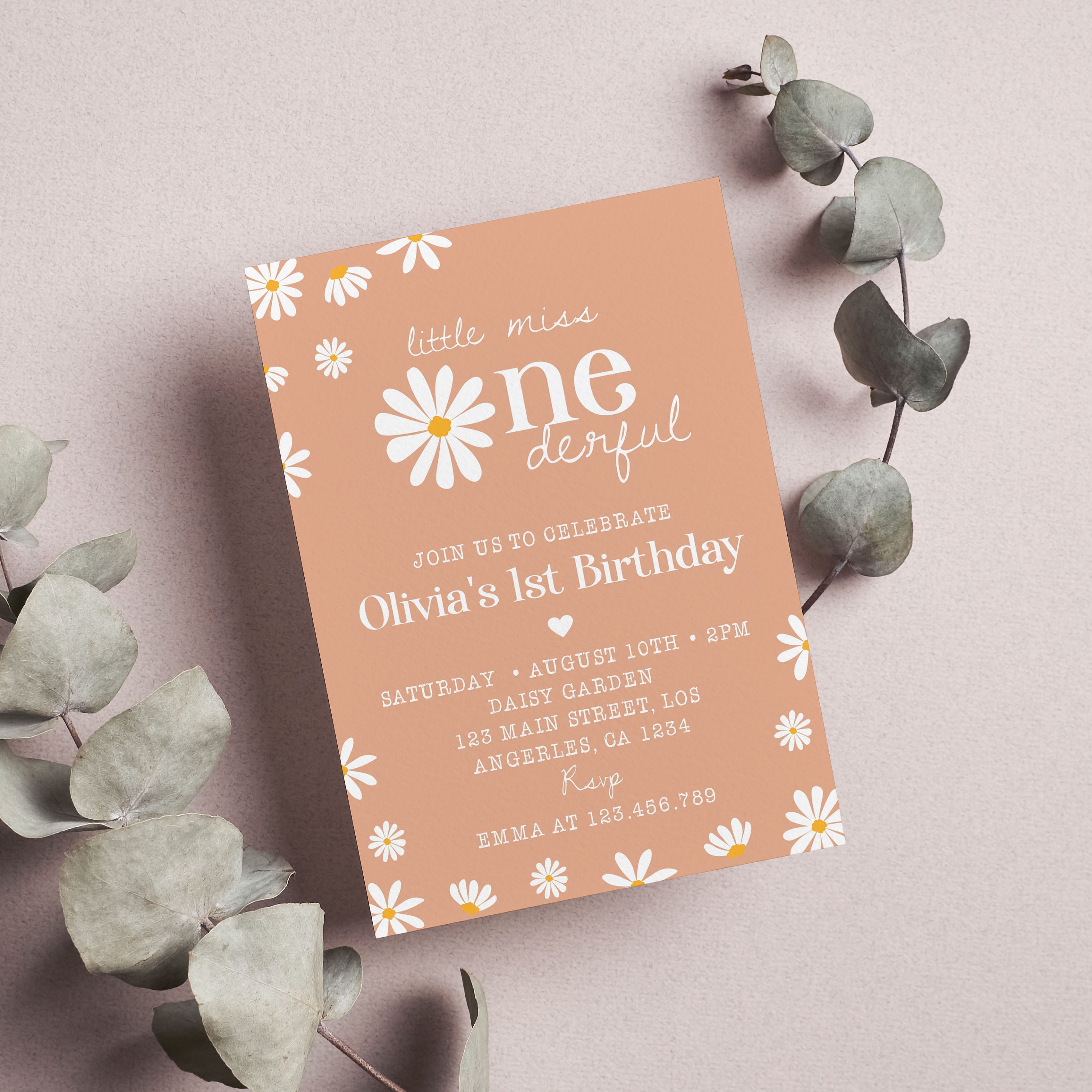 Editable Daisy Birthday Party Invitation Daisy First Birthday Etsy