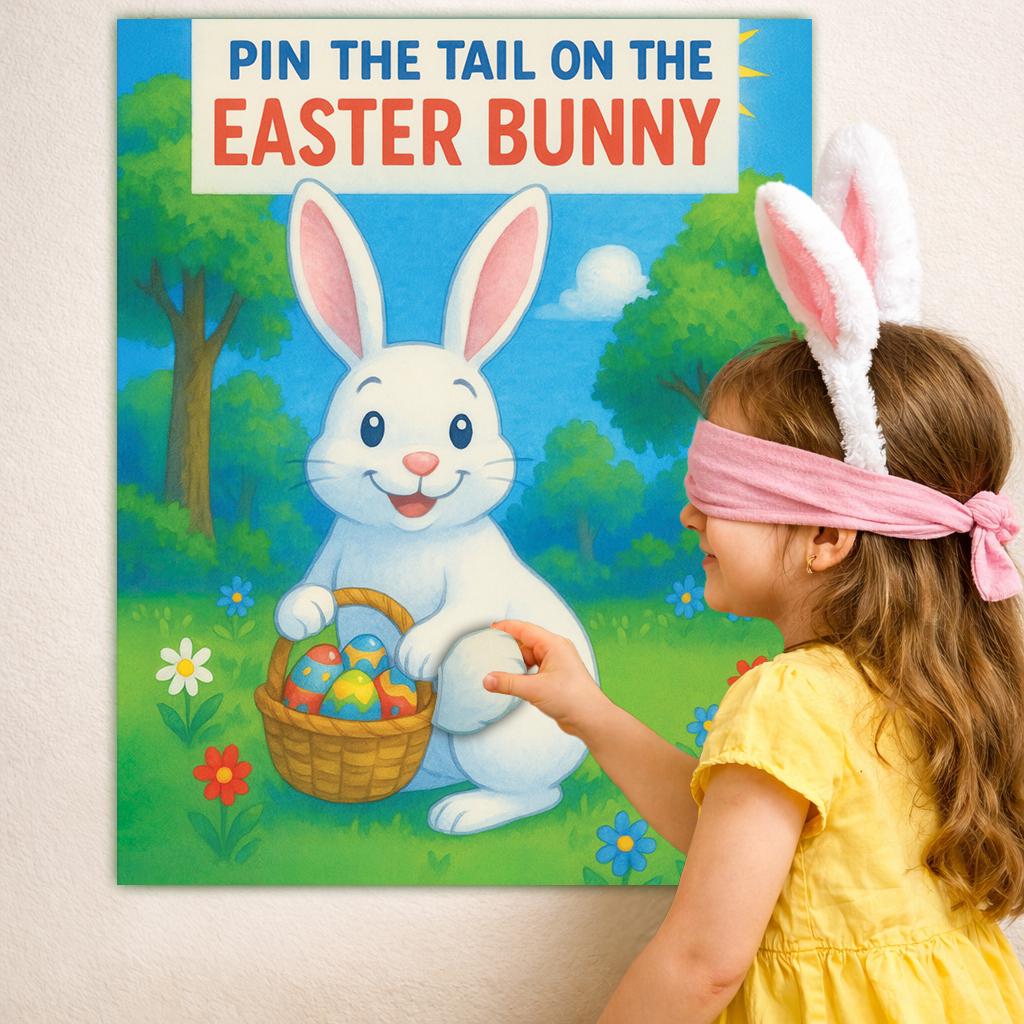Pin the Tail on the Easter Bunny Game Printable | Easter Party Game for ...