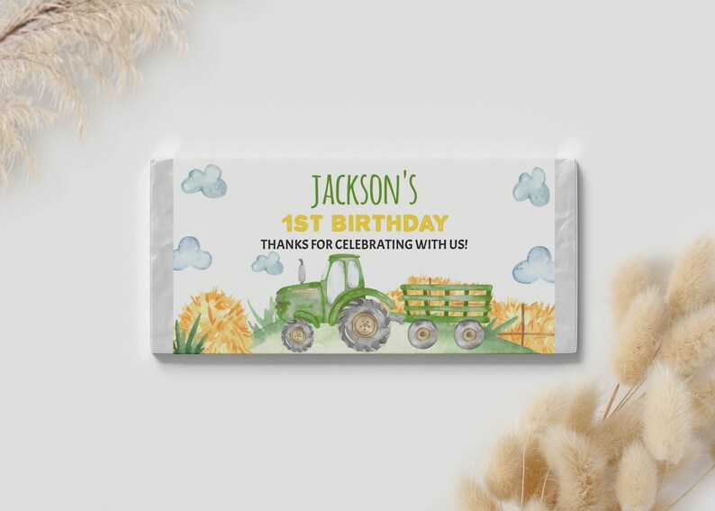 EDITABLE Tractor Birthday Party Chocolate Wrapper Farm 1st - Etsy