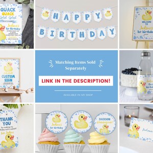 Editable Rubber Duck Birthday Banner, Rubber Duckie Banner, Yellow Duck ...