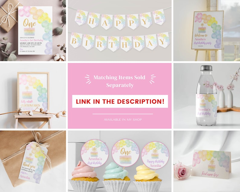 EDITABLE Pastel Rainbow First Birthday Milestone Sign, Pastel 1st ...