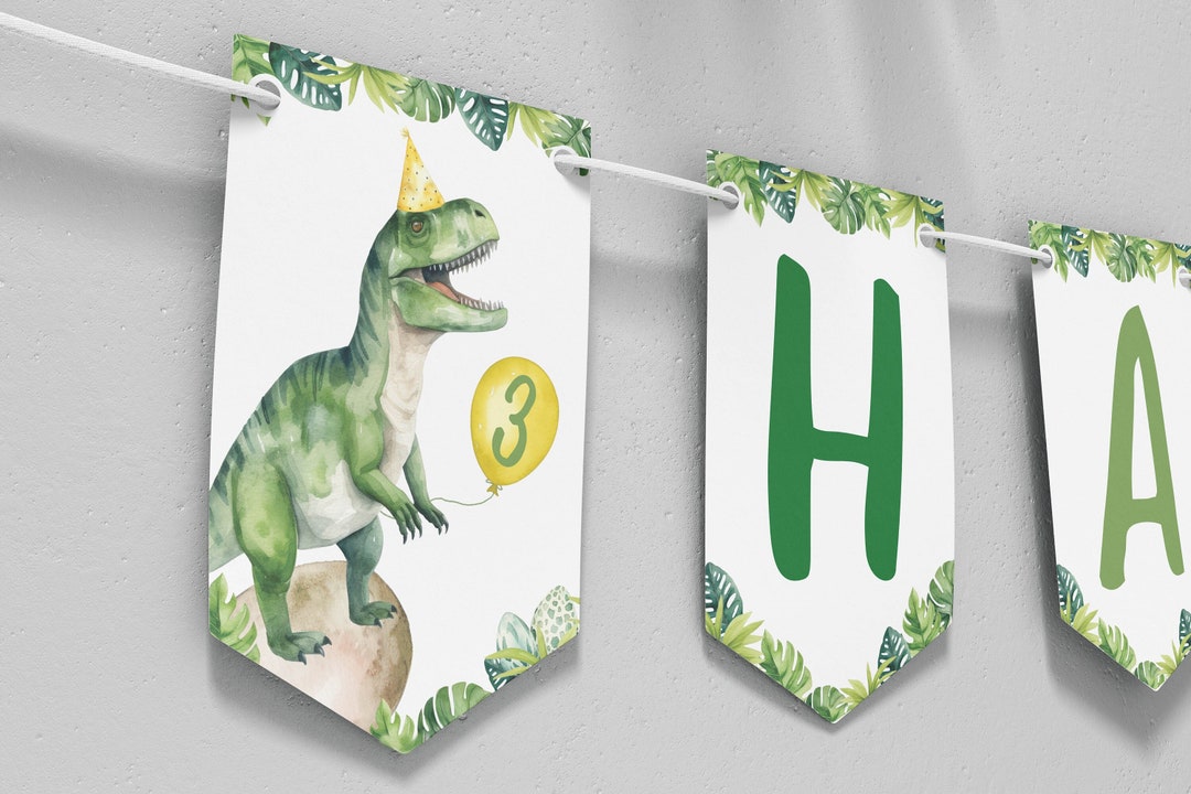 Editable Dinosaur Birthday Banner, Dinosaur Party Banner, Dinosaur ...