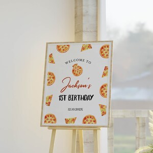 EDITABLE Pizza Party Welcome Sign, Pizza Birthday Decoration, Pizza 1st ...