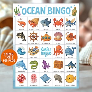 Ocean Bingo Game Printable | Under the Sea Bingo Cards | Ocean Themed ...