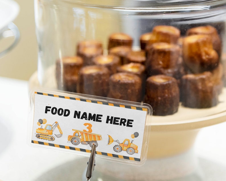 EDITABLE Construction Party Food Labels, Construction Food Tent Cards ...