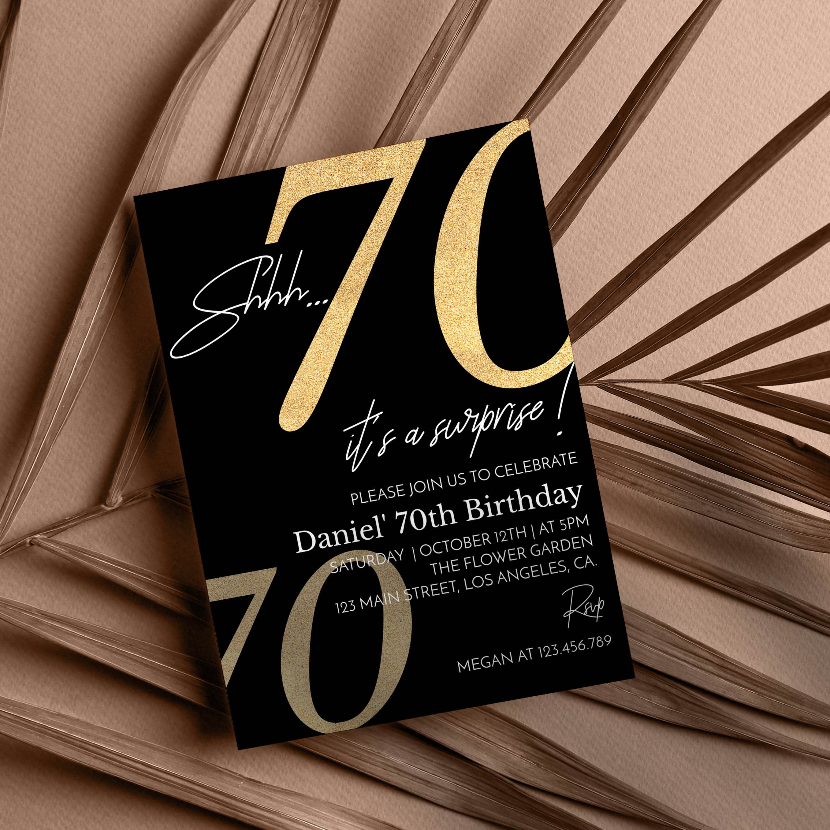 Shhh It's A Surprise Invitation, 70th Birthday Invitation for Women ...