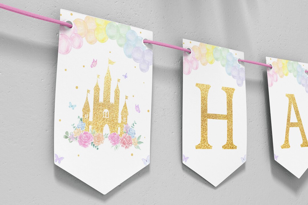 Editable Princess Birthday Party Banner, Little Princess First Birthday ...