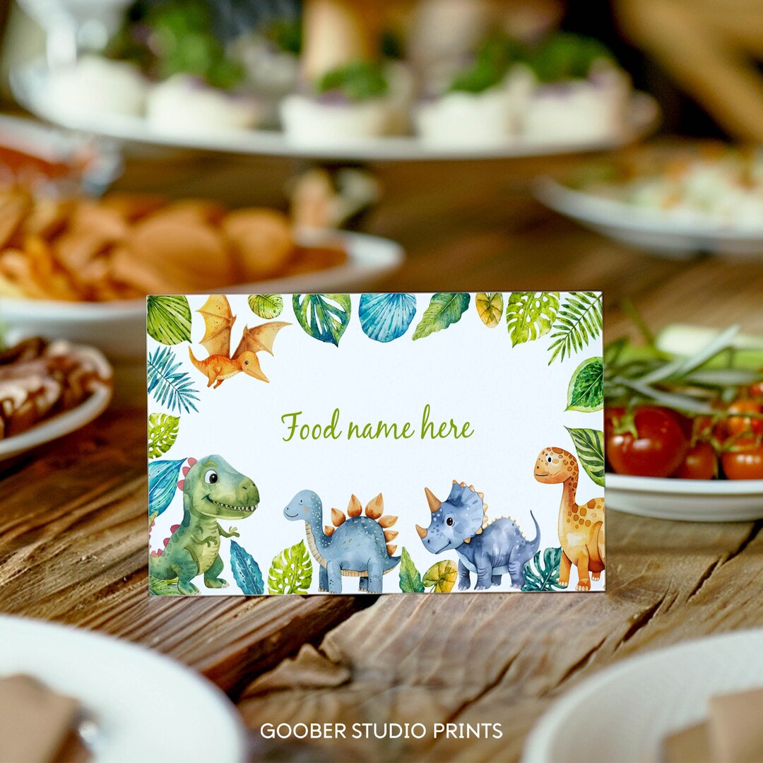 EDITABLE Dinosaur Birthday Party Table Tent, Dinosaur Baby Shower Food ...