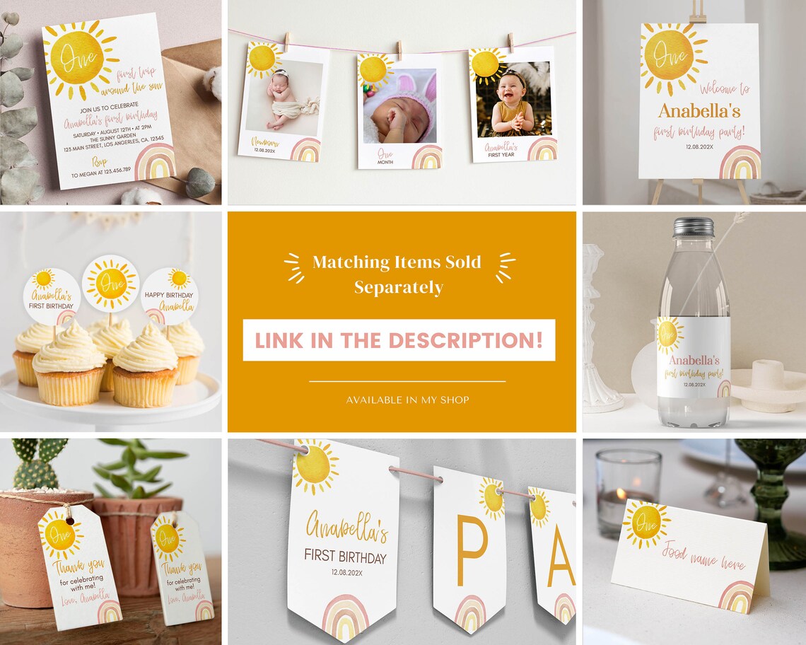 Editable Sunshine Cupcake Topper First Trip Around the Sun - Etsy