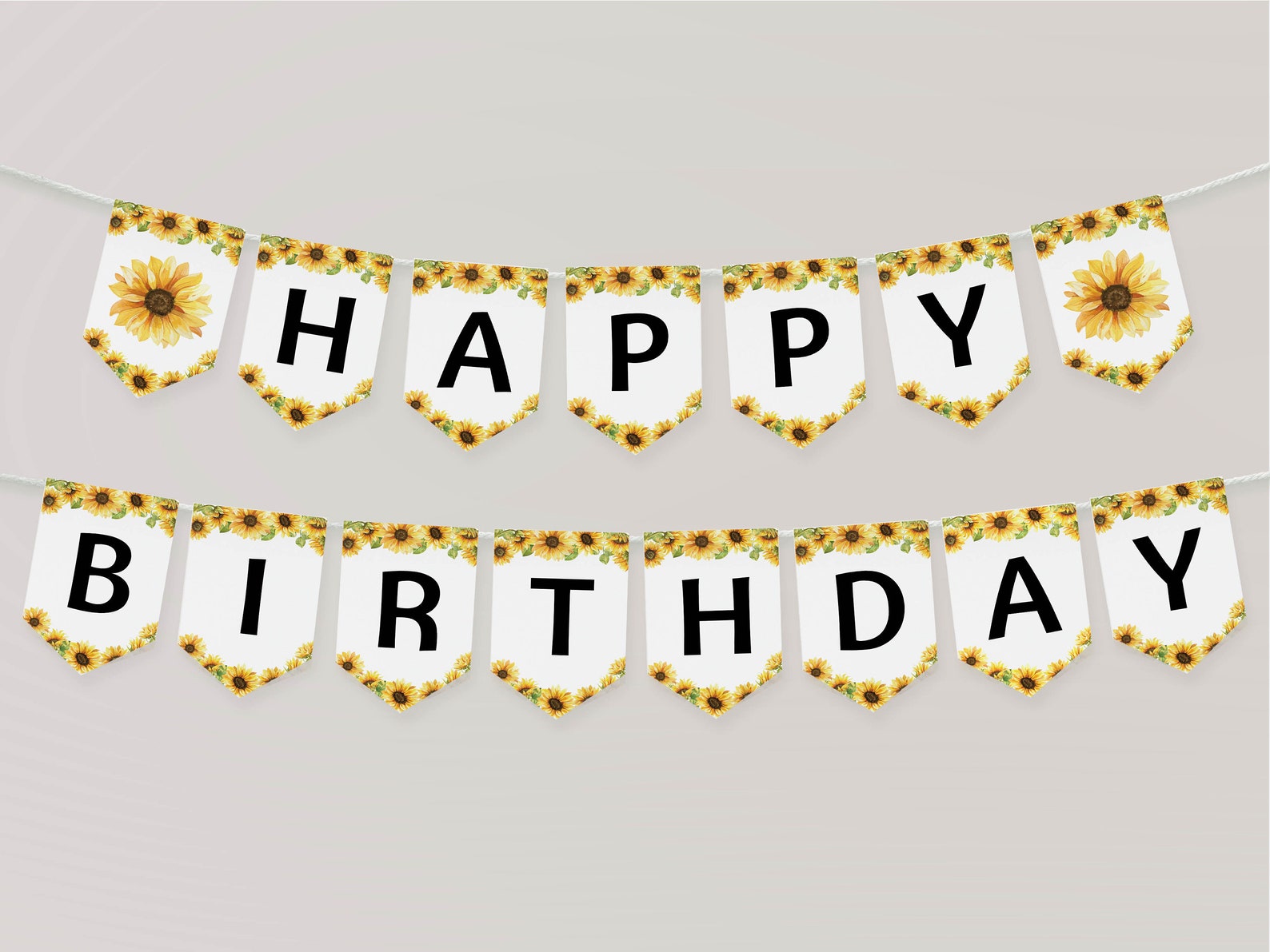 Editable Sunflower 1st Birthday Banner, Sunflower Happy Birthday Banner ...