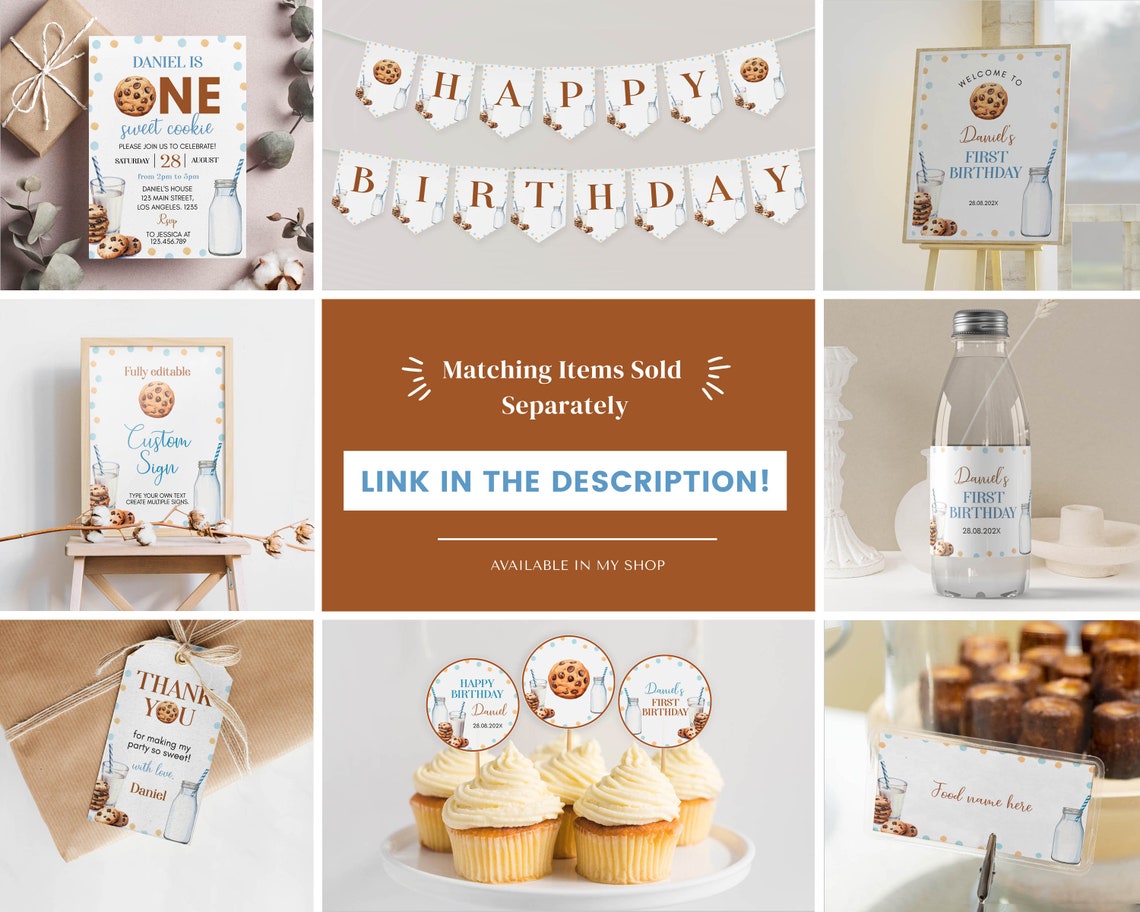 EDITABLE Milk and Cookies First Birthday Time Capsule Template, Boy 1st ...