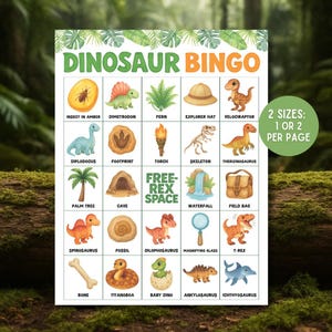 Dinosaur Bingo Game | Dinosaur Birthday Bingo Cards | Fun Dinosaur ...
