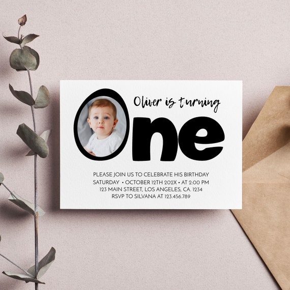 Minimalist First Birthday Invitation Modern 1st Birthday | Etsy