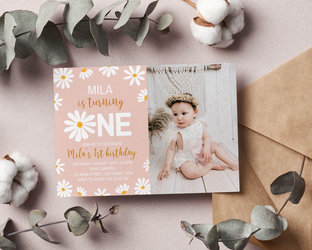 Editable Daisy Birthday Invitation, Daisy First Birthday Invitation ...